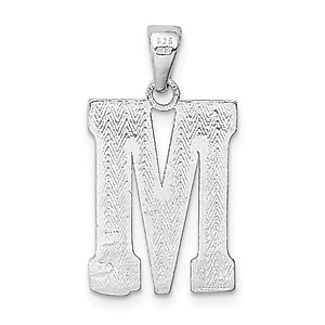 Solid 925 Sterling Silver Initial Letter M Alphabet Charm Pendant 25mm