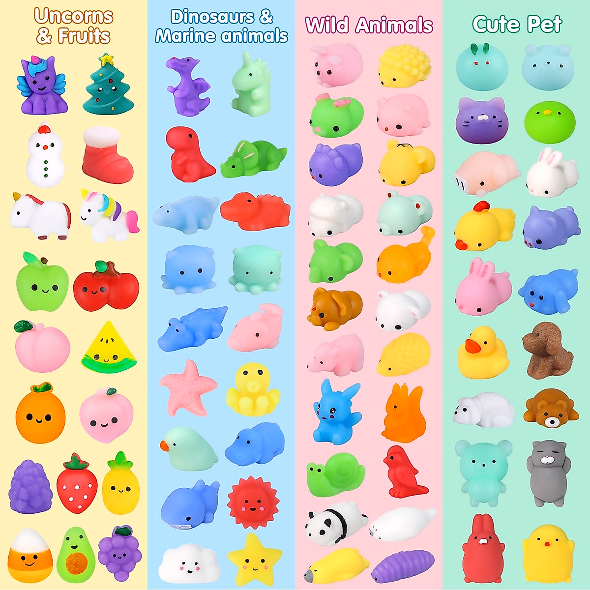 75Pcs Squishies Mochi Squishy Toys Party Favors for Kids Kawaii Mini Squishies Animal Stress Relief Toy Bulk Treasure Box Toys for Classroom Prizes Back to School Birthday Gifts for Boys Girls