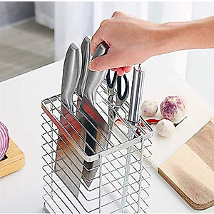 ZH1 The Thickened 304 Stainless Steel Knife Holder is Easy to Clean and Save Space. The Unique Slot Can Protect The Blade and Has a Removable Water Tray.