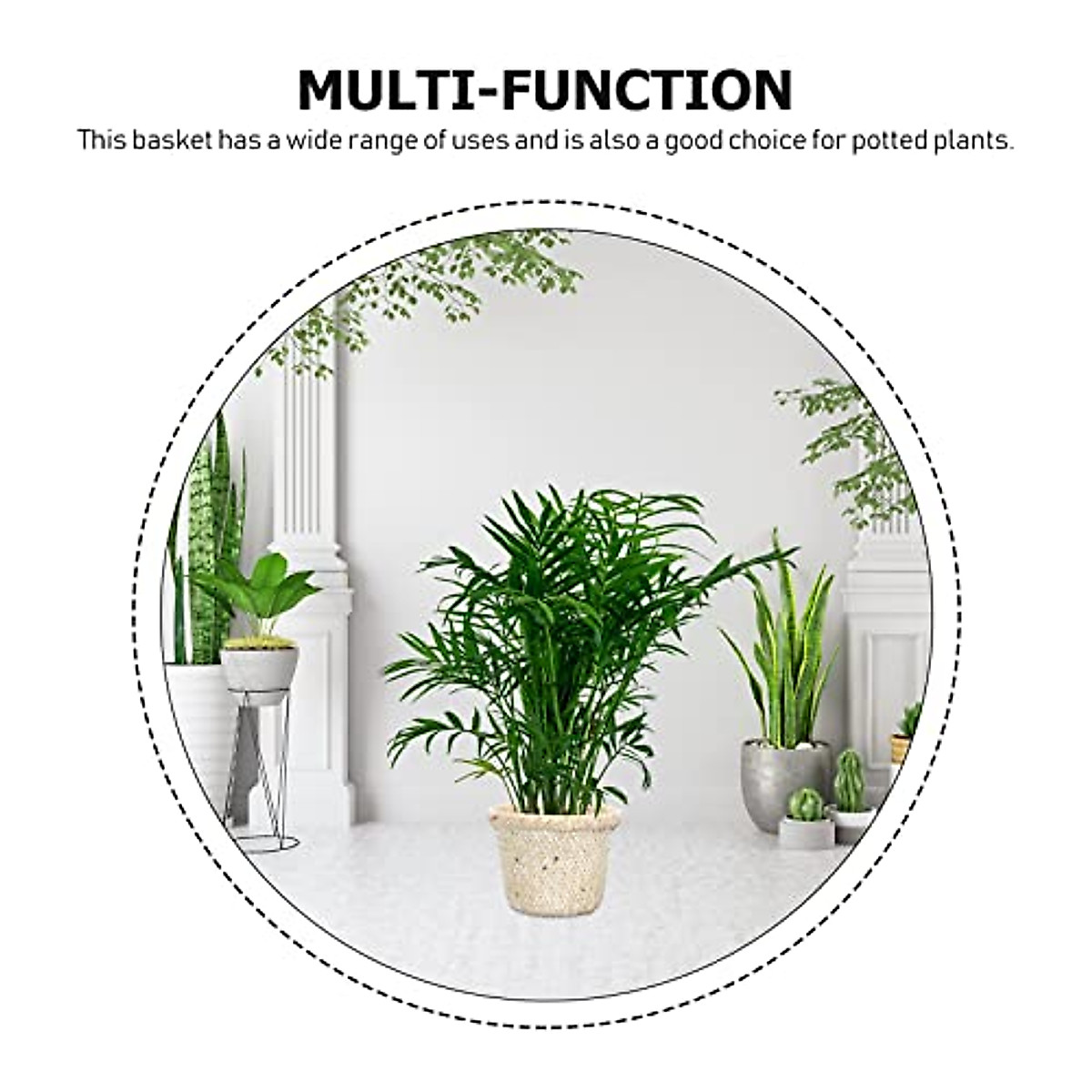 Zerodeko 2pcs Woven Waste Basket Seagrass Wicker Storage Organizer Basket Small Trash Can Desktop Trash Can Garbage Can Laundry Hamper Basket