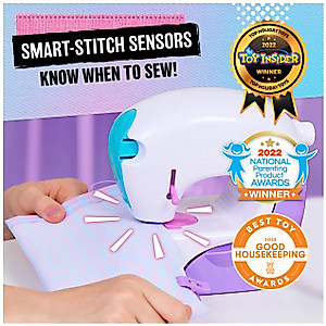 Cool Maker, Stitch ‘N Style Fashion Studio, Pre-Threaded Sewing Machine Toy with Fabric and Water Transfer Prints, Arts & Crafts Kids Toys for Girls