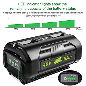 Futurebatt [2Pack] HIGH Capacity 6.0 Ah! 40 Volt Battery for RYOBI 40V Power Tools OP4026 OP40201 OP4030 OP4040 OP4050 OP4060 Replace for RYOBI 40V Batteries