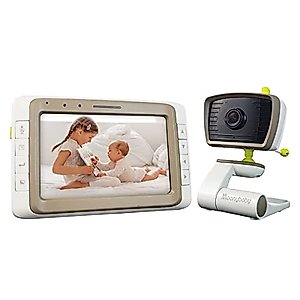Moonybaby WideView 50 Baby Monitor with Camera and Audio, No WiFi, 5 Inches Large Display, Split Screen, Auto Night Vision, Zoom, Sound Activated, Temperature Alert, 2-Way Talk, Lullaby, 1000ft Range