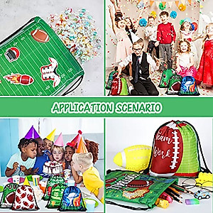 Woanger 16 Pieces Football Party Favors Bags Drawstring Football Gift Bags Fabric Football Print Candy Goodie Snacks Treat Bags for for Sports Football Theme Birthday Party Supplies