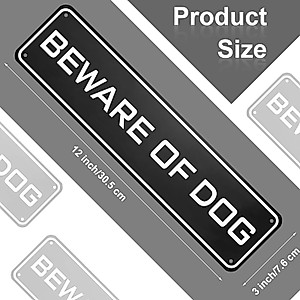 Ripeng Beware of Dog Sign for Fence Aluminum Rust Free Beware of Dog Sign Weatherproof Metal Warning Caution Dog Sign for Yard Gate Door Garden Outdoor, 3 x 12 Inch (2 Pieces)
