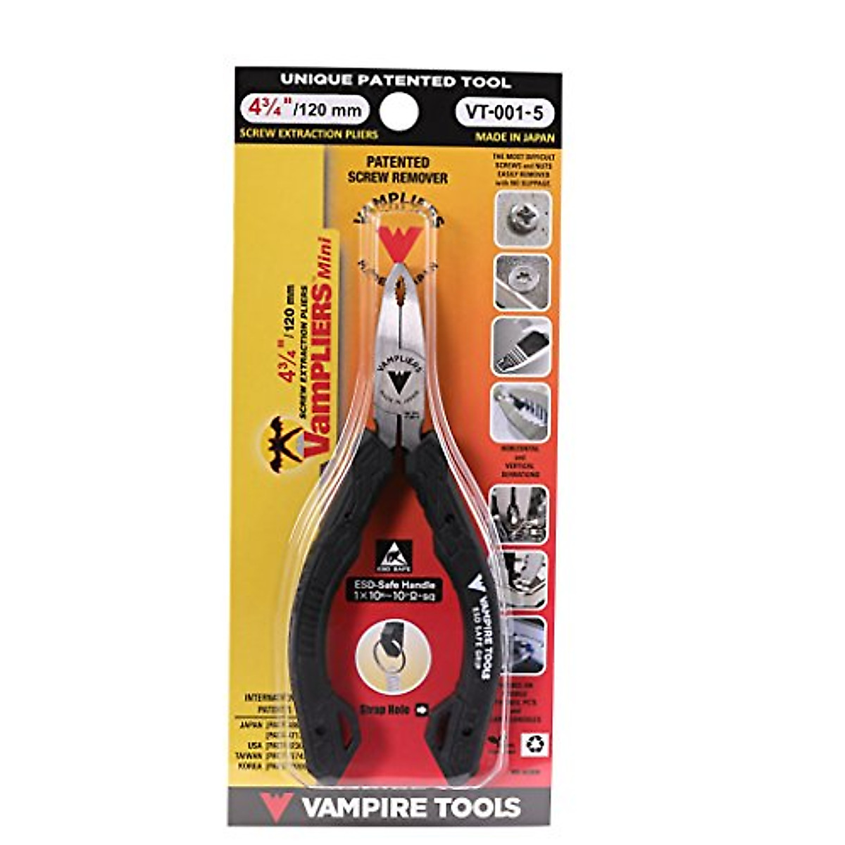 VAMPLIERS 2-PC Screw Extraction Pliers Set. Includes: 5" Mini Plier with ESD Safe Handles, Ideal For Any Electronic Repair + 8" PRO Heavy Duty Linesman Pliers. Made in Japan from High Carbon Steel.