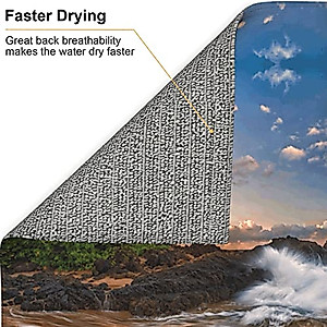 Palm Trees Clouds Tropical Coast Printed Drying Mat For Kitchen Ultra Absorbent Microfiber Dishes Drainer Mats Non-Slip Silicone Quick Dry Pad - 18 X 16inch