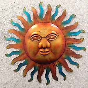 WOERTE HOME Indoor or Outdoor Decoration Artistic Metal Sun Wall Art 12.8-Inch