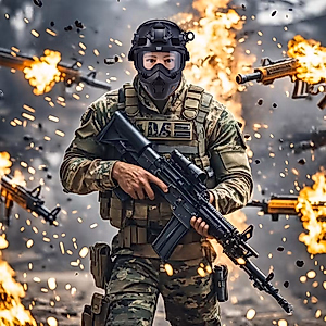 Motorcycle Goggles Dirt Bike ATV Motocross Anti-UV Adjustable Riding Offroad Protective Combat Tactical Military Clear Glasseswith Removable Face Mask Men Women