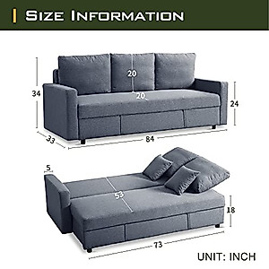 NicBex Convertible Sectional Sofas, 3 Seat Couch, Navy