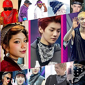 monochef One Dozen/12pcs Assorted Bandanas 22X22 Inch 100% Cotton Novelty Double Sided Print Paisley Cowboy Bandana Party Favor Scarf Headband Handkerchiefs