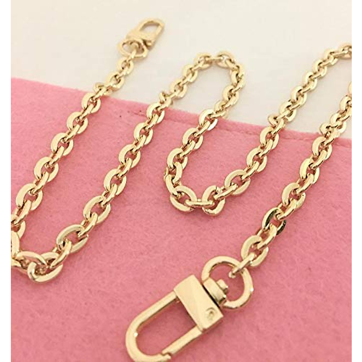 NEXT FASHION Oval Purse Chain Flat Gold Light Weight Crossbody Shoulder Strap Polished Quality - (40" / 100cm)