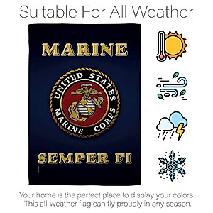US MILITARY United State Marine Corps USMC Semper Double-Sided Lawn Decoration Gift House Garden Yard Banner Fi Flag American Military Veteran, 12" x 18.5 Made in USA