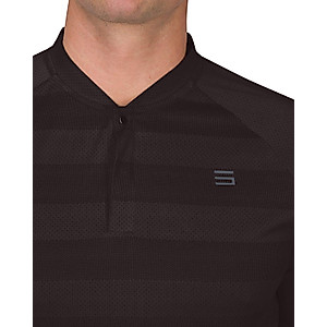 Three Sixty Six Men's Collarless Golf Polo - Lightweight, Moisture Wicking & Stretch Fabric Black