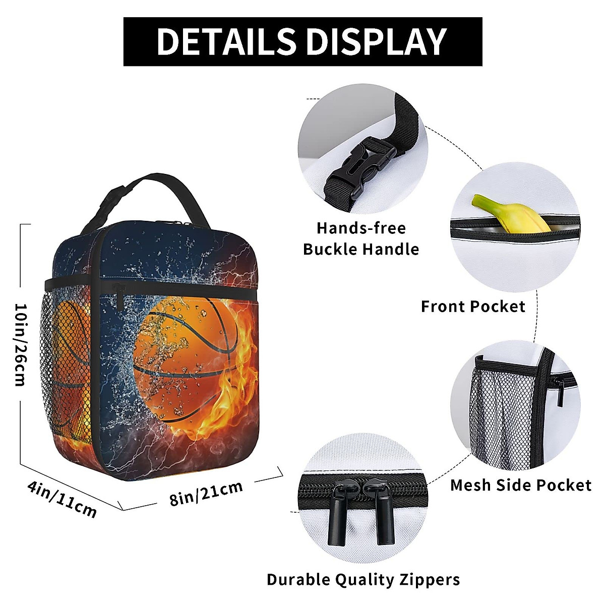 Chayber Basketball Lunch box Kids Boys Girls Insulated Lunch Bag For Women Men Thermal Lunch Bags Bento Box Adult Lunch Box For Work,Picnic