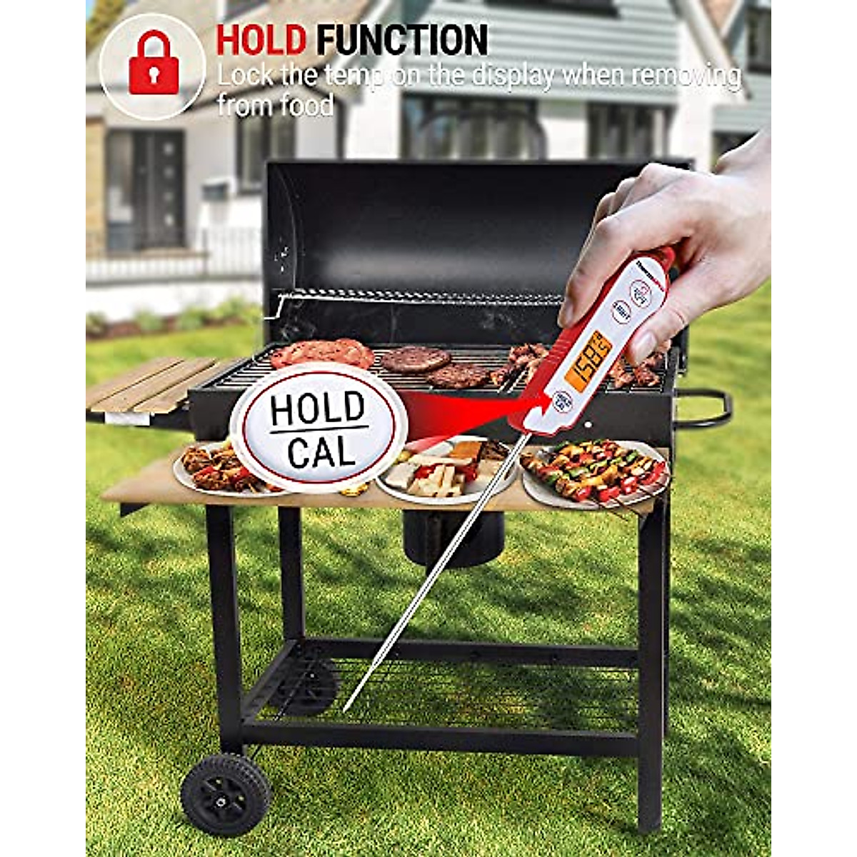 ThermoPro TP15 Waterproof Instant Read Food Thermometer, Digital Meat Thermometer for Cooking and Grilling, Backlight Kitchen Thermometer, BBQ Smoker Cooking Thermometer with Probe Calibration