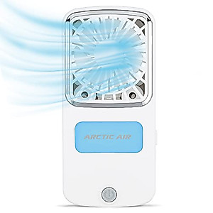 Arctic Air Portable Fan, Pocket Chill Handheld Mini Fan, Rechargeable Personal Air Cooler with Hydro-Chill Technology, 3 Speeds & Built-in-Kickstand, Cordless for Travel, Indoor or Outdoor Use