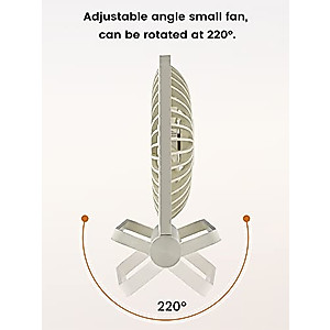 FERRISA Desk Fan, Small But Powerful, Portable Fan Battery Operated, 220° Tilt Folding Ultra Quiet Person Mini Fan, Strong Wind, 3 Speed Adjustable For Home Office Desktop Travel Camping (Beige)