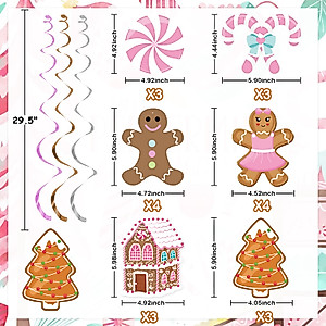 K KUMEED 20 Pcs Gingerbread Man Theme Party Hanging Swirls Ceiling Hanging Streamers for Christmas, Christmas Decorations Birthday Party Supplies Baby Shower Decor