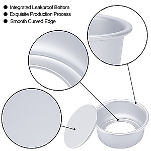 6 Inch Round Cake Pan Set of 4, Nonstick Aluminum Baking Pans with 100 Sheets Parchment Paper, Cake Tins For Making Layered Cakes Deep Dish Pizza Quiches, Removable Bottom For Easy Quick Release