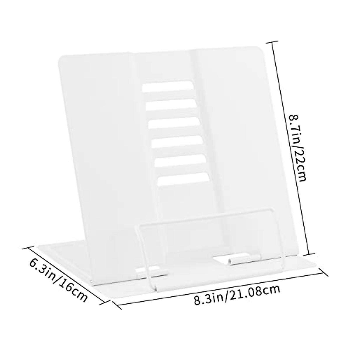Honagu Book Stand Metal Desk Book Holder, Book Holders for Reading Hands Free, Adjustable Cookbook Documents Holder, Portable Bookstand for Music Books, Textbook, Recipe,Tablet, Ipad (White)