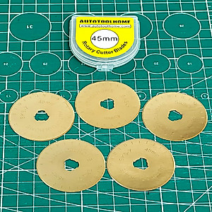 Titanium Coated 45mm Rotary Cutter Blades 50 Pack Replacement Rotary Blades for Fabric Paper Arts Crafts Quilting Scrapbooking Sewing, Sharp and Durable Wholesale