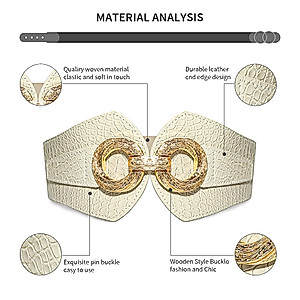 gingokuo Wide Elastic Waist Belts for Women Fashion Cinch Belts for Dresses Jeans Jumpsuit Beige M