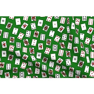 Spoonflower Fabric - Playing Cards Green Deck Card Game Poker Casino Printed on Petal Signature Cotton Fabric Fat Quarter - Sewing Quilting Apparel Crafts Decor