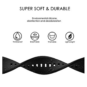 BISONSTRAP Watch Strap 20mm, Quick Release Silicone Watch Bands for Men Women (Black, Black Buckle)