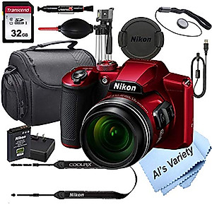 Nikon COOLPIX B600 (RED) 16.7 MegaPixel Digital Camera + 32GB Card, Tripod, Case and More (13pc Bundle) (Renewed)