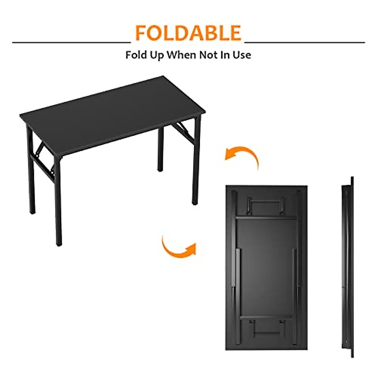 Need Small Computer Desk 31.5 inches Folding Table No Assembly Sturdy Small Writing Desk Folding Desk for Small Spaces, All Black AC5-8040-CB