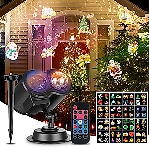 Projector Lights Outdoor Indoor Decoration with Remote Control, 3D Ocean Wave & Patterns Effect 2-in-1, 16 Effects Cards for Valentine's Day Holiday Party Decor