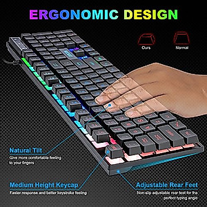 Gaming LED Keyboard Mouse Headset and Mousepad Bundle, CHONCHOW Wired Rainbow LED Light Up Gaming Keyboard Mouse Headset, Value 4 in 1 Gaming Set for Xbox PS4 PS5 PC Laptop Gamer