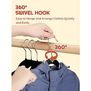 HOUSE DAY Kids Velvet Hangers 50 Pack, Durable Big Kids Hangers 14 Inch Hangers for Youth, Non Slip Kids Felt Hangers, Cute Childrens Hangers for Closet, Kids Black Hangers