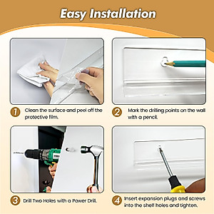 FOGOBO Vinyl Record Shelf Wall Mount, 6 Pack 12’’ Clear Acrylic Album Record Holder Display, Kids Bookshelf, Floating Wall Shelves for Bathroom, Bedroom, Living Room, Kitchen,Office