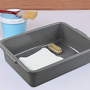 Kiddream Set of 4 Commercial Bus Box Tote, 13 Liter Large Plastic Bus Tub (Gray)