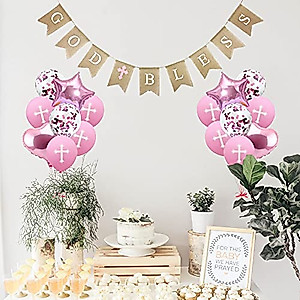 God Bless Banner Baptism, Baptism Decorations Girl, Confirmation Balloons, First Communion Balloons, Cross Balloons for Baptism, Baptism Cross Balloons, Baptism Decorations, Baby Shower