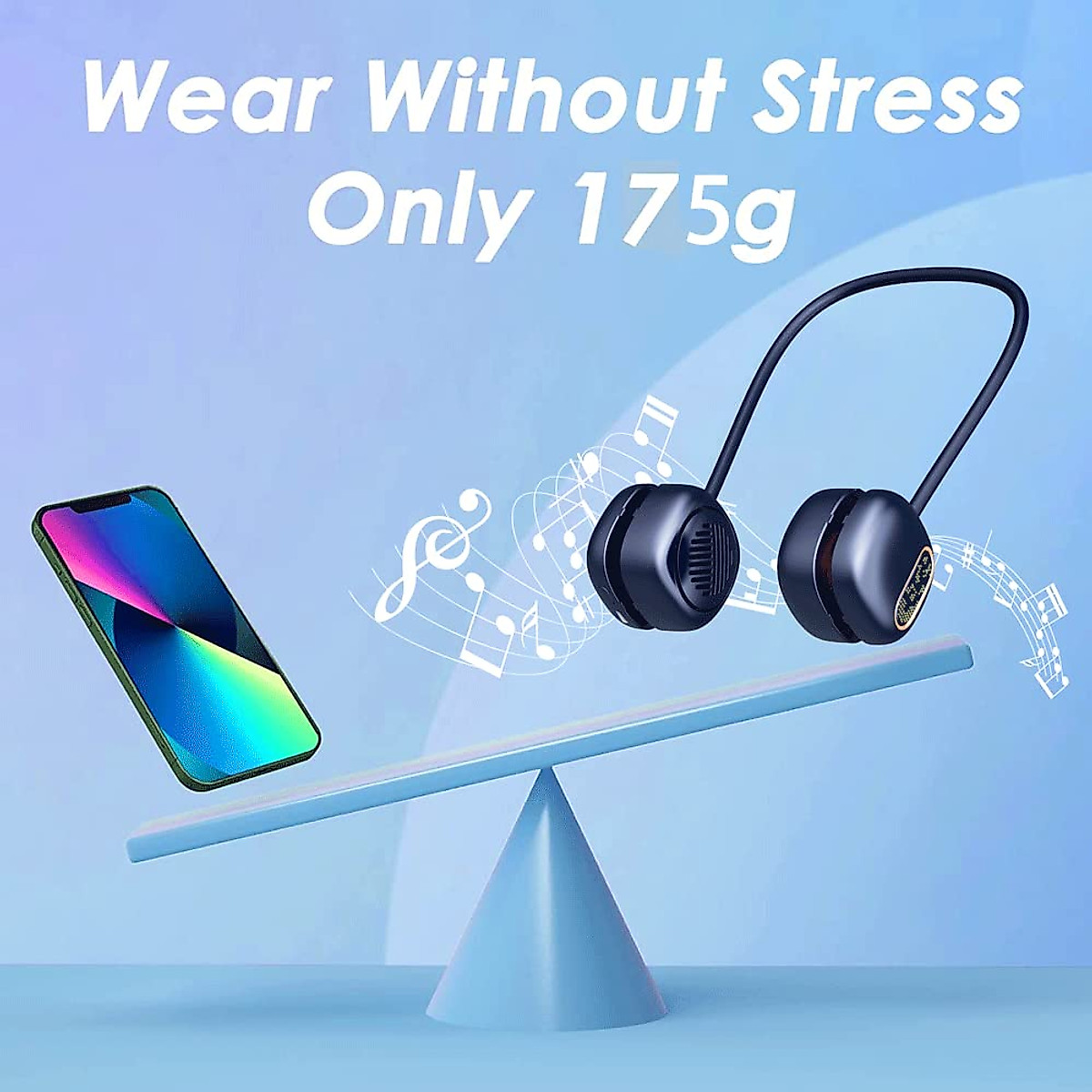 Apatner Portable Neck Fan,Foldable Bladeless Neck Cooler,Wearable Personal Fans with LED Lights,Hand Free Mini Cooling Fan, 2000mAh USB Rechargeable for Outdoor Travel Women(Blue)