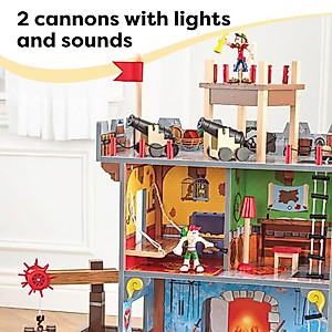 KidKraft Pirate's Cove Wooden Ship Play Set with Lights and Sounds, Pirates and 17-Piece Accessories, Gift for Ages 3+