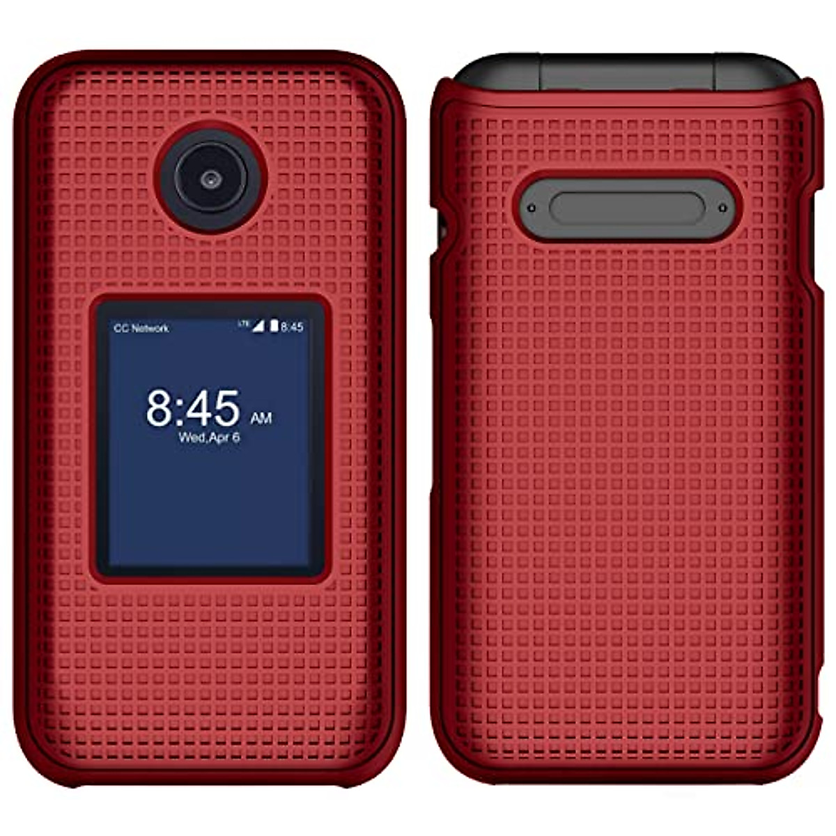 Case for Consumer Cellular Verve Snap Flip Phone, Nakedcellphone Slim Hard Shell Protector Cover with Grid Texture for for Z2336CC - Red