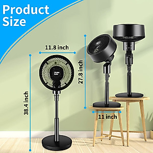 Air Circulator Fan Super Quiet with DC Motor Whole Room Oscillating Standing Floor Fan with Remote, 6 Adjustable Height, 3 Winds Mode, 12 Speeds & 90 Degree Pivoting Head For Bedroom Office Home