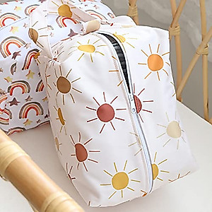 MOMIGO Wet Dry Bags for Baby Cloth Diapers - Waterproof Pod Hanging Diaper Bag Reusable, Washable for Baby Stroller, Diaper Bag, Breast Pump Parts, Travel Bag (Cactus)