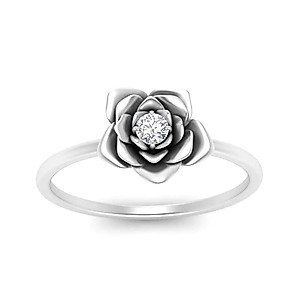 55Carat Flower Diamond Engagement Ring Sterling Silver Created Cubic Zircon Round Shape White Color Solitaire Engagement Rings Prong Setting in Size 6 Handcraft Chakra Healing