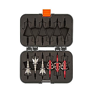 Allen Company Titan Broadhead Box & Caddy - Holds 6 Broadheads with Closed Width Up to 1-3/8" - Outdoor Storage for Bow, Compound Bow, Crossbow Accessories - Gray/Orange