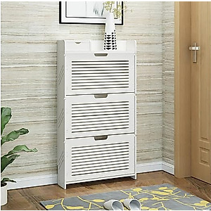 CNCEST 3 Level Flip Shoe Cabinet, Ultra-Thin Shoe Rack Organizer Entryway Storage Cabinet Dump Bucket Shoe Cabinet for Bedroom Living Room Shoe Storage