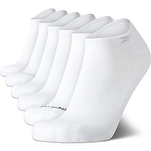 Reebok Men’s Low Cut Socks – 6 Pack Basic Cushion Low Cut No Show Socks for Men - Men's Athletic Socks (Size: 6-12.5), Size 6-12.5, Classic White