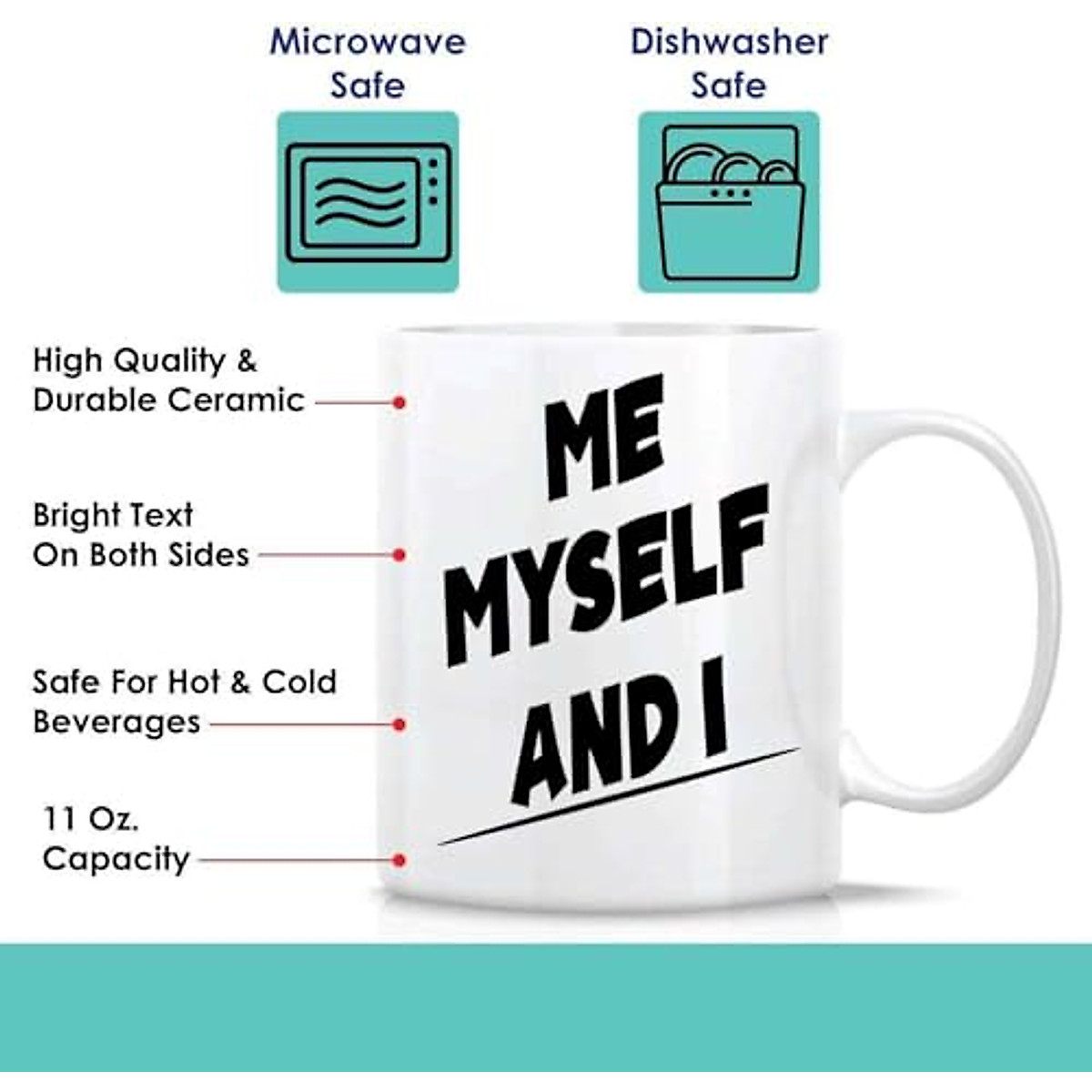 Bride's Gift, for Me, Myself, and I - Engraved or Monogrammed Design on Grey and Multicolor Sweat - 11 Oz White Ceramic Coffee Mug