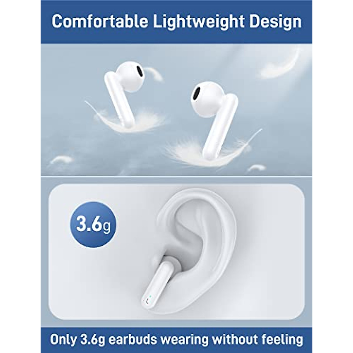 True Wireless Earbud 5.0 Bluetooth Headphones for iPhone 14 Pro Max,Touch Control Premium Stereo Sound Cordless in-Ear Earphones with Microphone Charging Case for iPhone 13 12 11 Samsung S23 Ultra S22