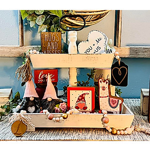 2 Tiered Tray, 2 Tier Wood Tiered Tray, 2 Tiered Tray Farmhouse,White Tiered Tray for Rustic Home Sweet Home Kitchen Decor for Valentine's Day Halloween Christmas Easter