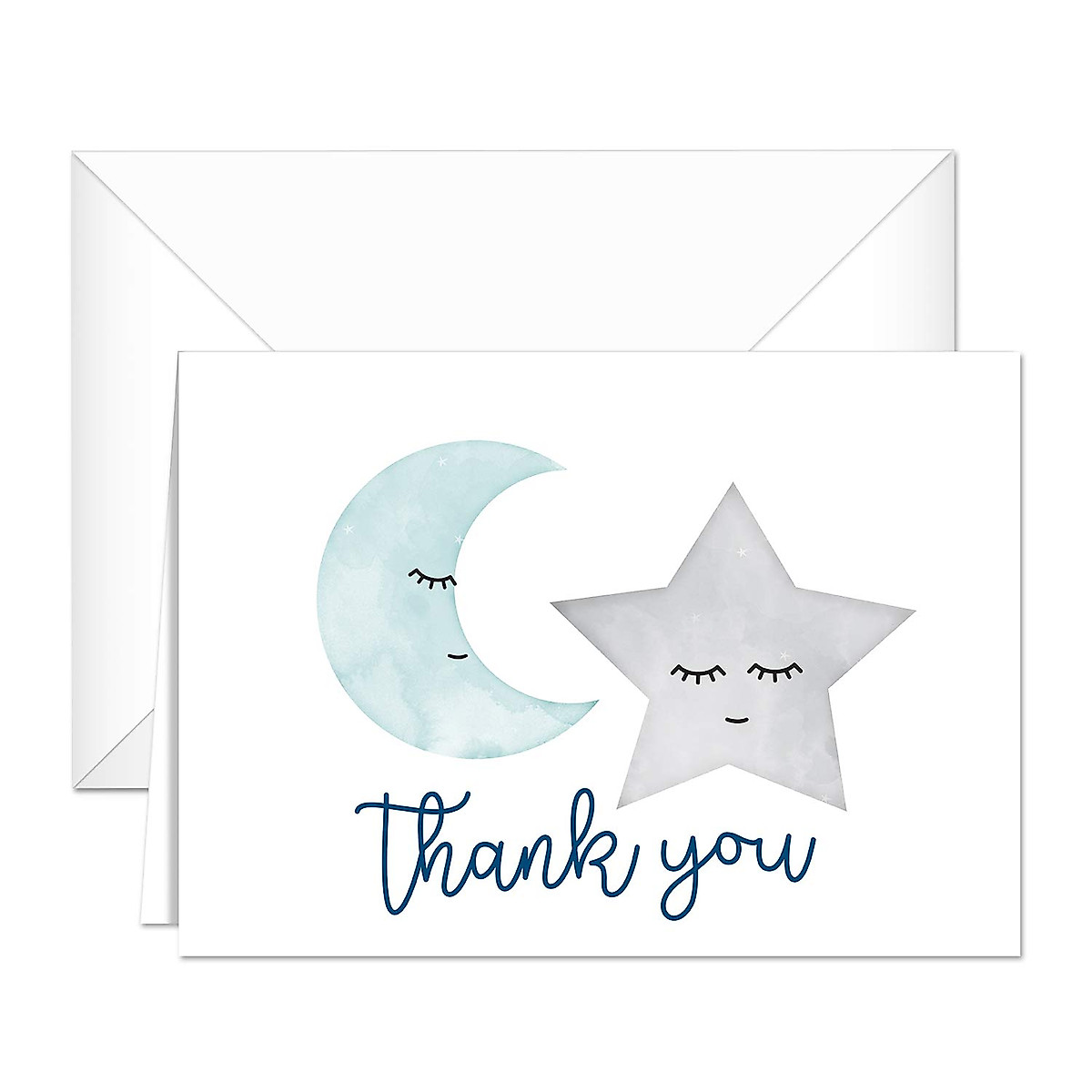 Starry Delight Thank You Cards / 24 Baby Shower Thank You Cards / 6 Night Sky Appreciation Greeting Card Designs / 3 1/2" x 4 7/8" New Baby Gratitude Note Cards/Made In The USA